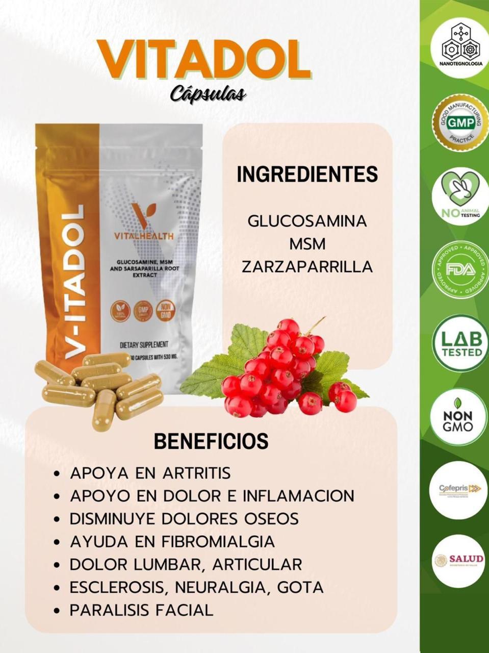 V-ITADOL 60 CAPS. – Vital Suplementos Mex.